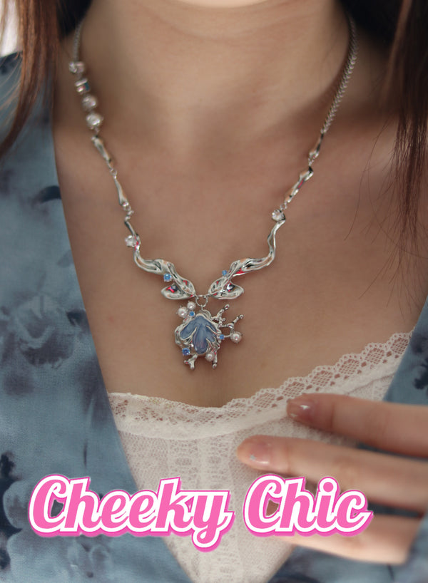 Ocean Coral Heart Premium Palladium Necklace Series – cheekychic