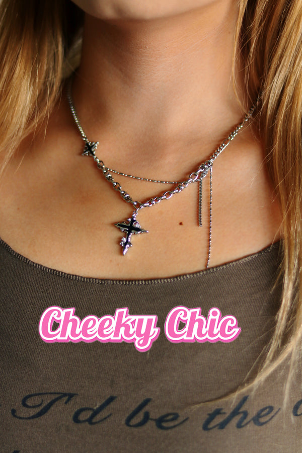 Premium Black Cross Necklace 🖤 – cheekychic